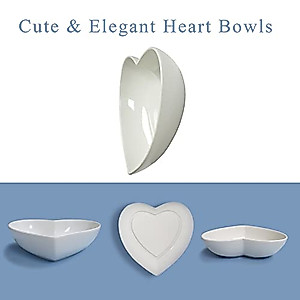 FLORWOD 2pcs Porcelain Heart Shaped Plates Deep Salad Plates, 8 inch Large Heart Bowls for Serving Dessert/Appetizer/Fruit, 32 oz/pc