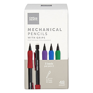 Office Depot® Brand Mechanical Pencils With Comfort Grip, 0.7 mm, Black Barrel, Pack Of 48 Pencils