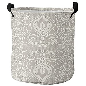 WPYYI Artistic Beige Baroque Flowers Retro Dirty Laundry Basket Foldable Home Organizer Basket Clothing Kids Toy Storage Basket (Color : A, Size : Large)