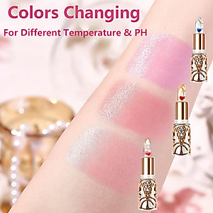 Rosarden Crystal Jelly Flower Color Changing Lipstick, Long Lasting Lip Balm for Women, Flower Lip Gloss Jelly Lip Stain, Korean Tinted Lip Balm,Temperature & PH Color Changing Lipstick