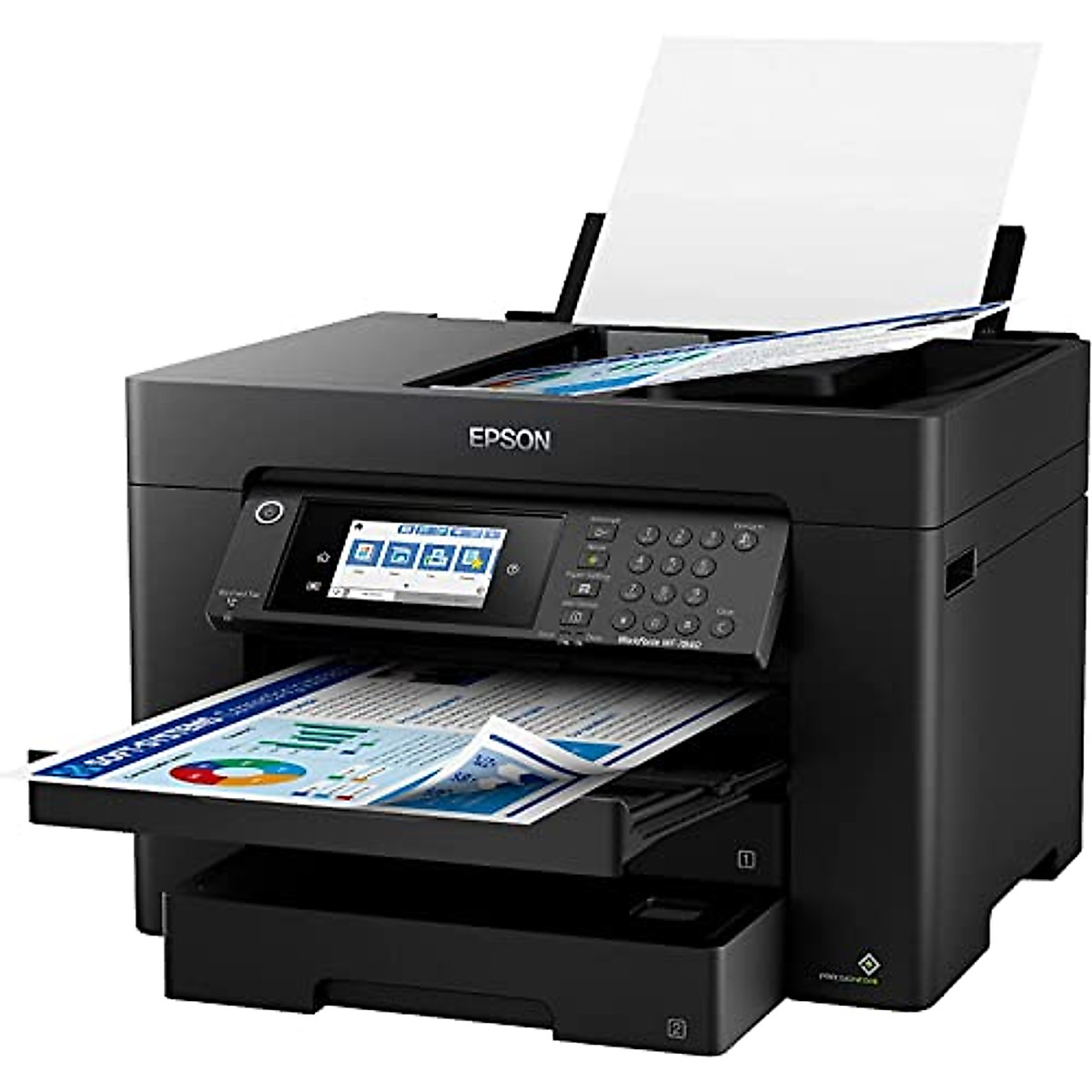 Epson Workforce Pro WF-7840 Wide-Format All-in-One Wireless Color Inkjet Printer, Black - Print Scan Copy Fax - 4.3" LCD, 25 ppm, 4800x2400 dpi, 13"x19", 50-Sheet ADF, Auto 2-Sided Printing, Ethernet