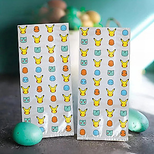 Amscan Charming Multicolor Pokemon Treat Bags - 9.5" x 4" (Pack of 16) - Perfect For Birthdays and Special Occasions
