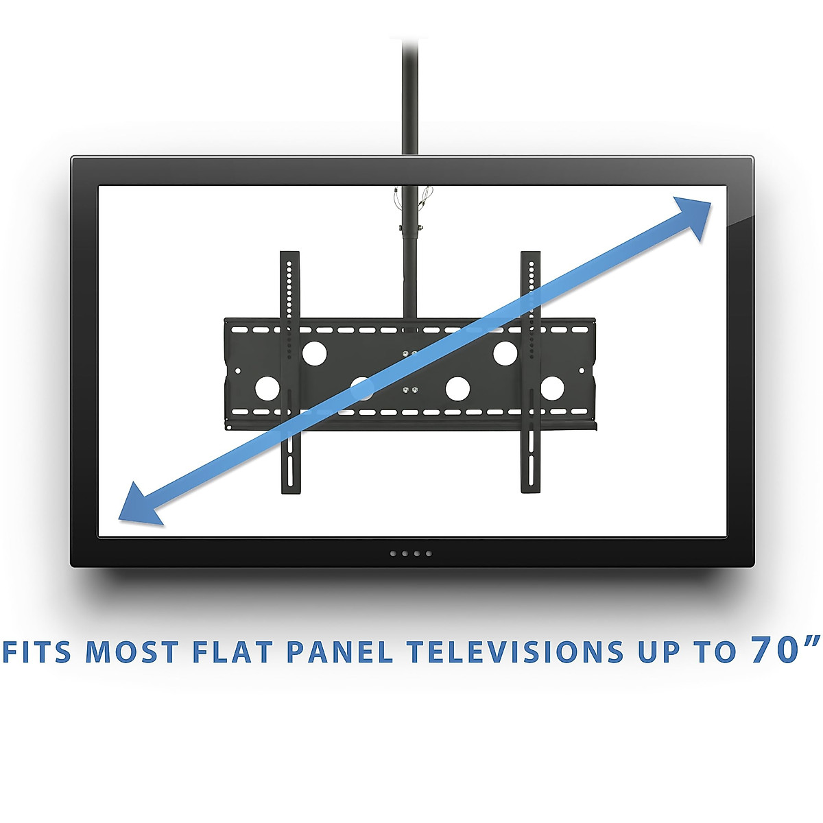 Mount-It Ceiling TV Mount For 32 37 40 42 43 50 55 60 65 70 Inch Flat Panel Televisions, Articulating Hanging Swivel TV Pole Bracket Adjustable Height 175 Pound Capacity, Black (MI-501B), Single