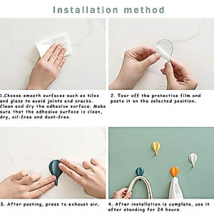 Gullor HW032 Medium Utility Hooks, 16 Hooks, Strong Non-Marking Plastic Punch-Free Waterproof, Colored Hot-air Balloon Shape