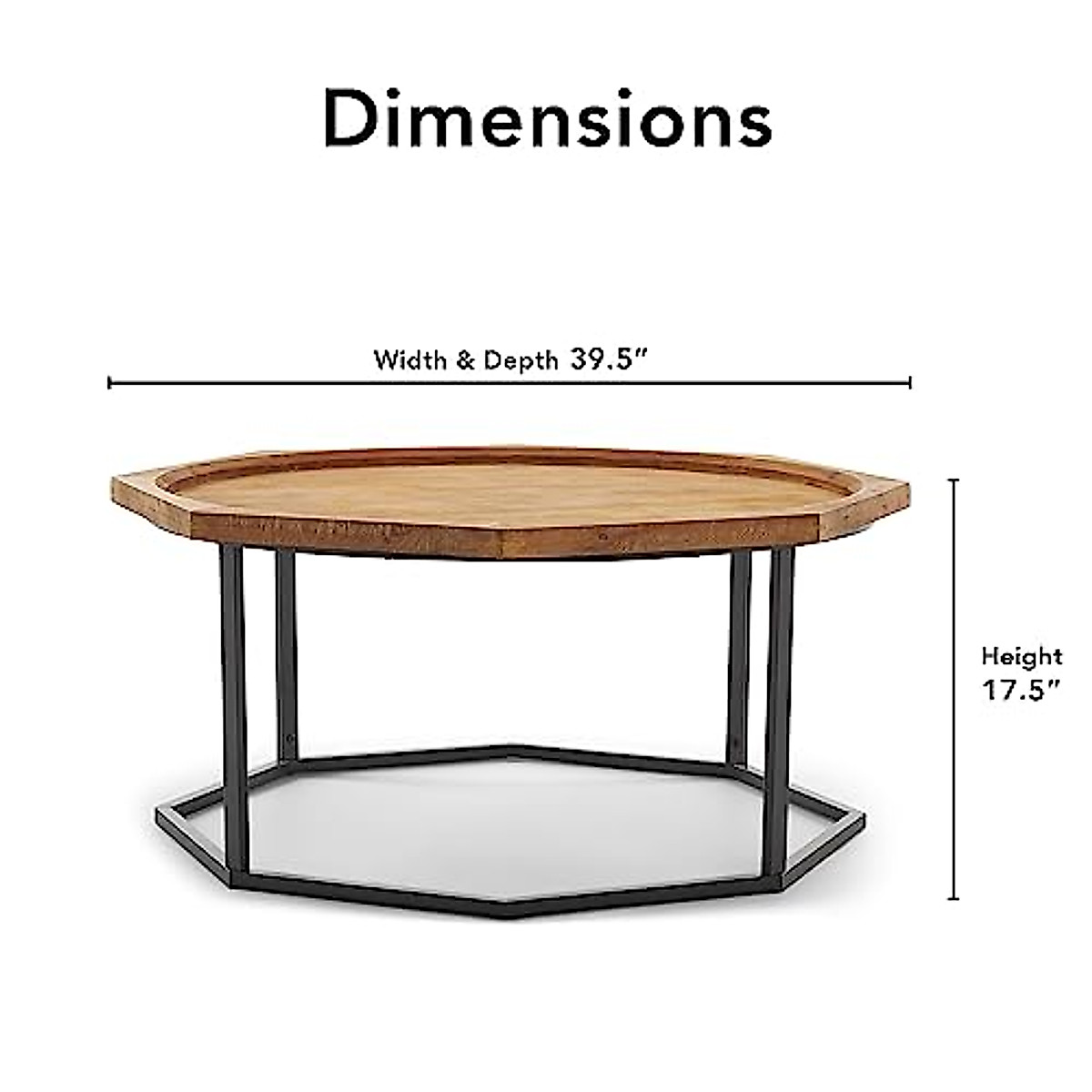 Amazon Brand – Stone & Beam Aire Rustic Octagonal Fir Wood Coffee Table, 39.5"W, Black & Natural