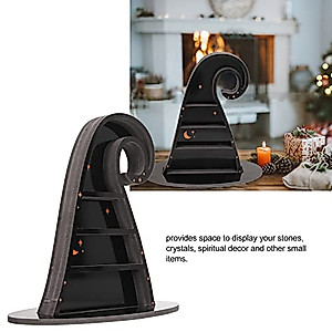 Crystal Display Shelf, Gothic Witch Hat Design Crystal Holder for Stones Display PVC Stone Shelf Display for Bedroom Office Table Witchy Decor Aesthetic
