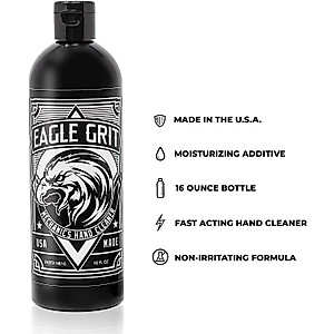 Eagle Grit Heavy Duty Industrial Hand Cleaner for Auto Mechanics - Clean Grease, Dirt, Oil, Paint and More - Eco-Friendly Moisturizing Silica Formula - (16 Oz Bottle) - 3 Pack - Perfect Mechanic Soap
