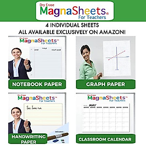 MAGNASHEETS Jumbo Sized Dry Erase Magnetic Notebook Paper for Classroom Whiteboard 22x28 | Complete Erase! | Storage Tube | Teaching Supplies, Teacher Must Haves | Teacher Classroom Supplies