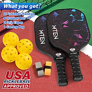 Pickleball Paddles Set of 2, USAPA Approved Fiberglass Surface Pickleball Set with 2 Pickleball Rackets,4 Pickleball Balls,1 Portable Carry Bag, Pickle Racket Set ​for Men Women