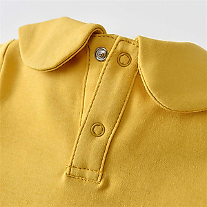 Auro Mesa Newborn Baby Infant Unisex Cotton Long-Sleeve Solid Peter Pan Collar Jumper Bodysuits Outfits