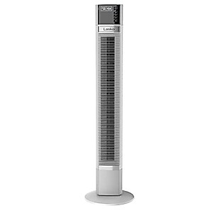 Lasko Works with Alexa Oscillating Tower Fan, Voice Controlled, 4 Quiet Speeds, Sleep Mode, Timer, Bedroom, Living Room, 48", White, T48401