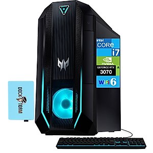 acer Predator PO3-630 Gaming Desktop PC (Intel i7-11700 8-Core 2.50GHz, 64GB RAM, 2TB SATA SSD, GeForce RTX 3070 8GB, WiFi 6, BT 5.1, Backlit KB, RJ-45, Win10Pro) w/Dockztorm Dock