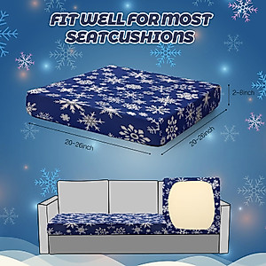 Newwiee 8 Pcs Stretch Christmas Cushion Covers Snowflake Patio Chair Cushion Cover Outdoor Cushion Slipcovers Replacement Furniture Cushions Couch Sofa Seat Cover Soft Flexibility Washable
