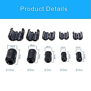 iSKUKA [Pack of 10] Ferrite Beads Clip - on Design for HDMI Cable USB Cable Noise EMI RFI Suppressor Ferrite Core Ferrite Ring (20pcs with 5 Sizes)