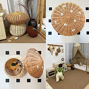Handmade Rattan Mushroom Storage Basket, Baby Toys Decorative Storage Basket, Bathroom Laundry Dirty Clothes Basket