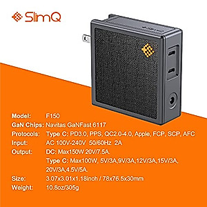 𝐒𝐥𝐢𝐦𝐐 Charger for Laptop: 150W,135W,130W,120W,90W,65W - DC&Type-C Charger for Dell,Lenovo,HP,Razer,MSI,Asus,Acer