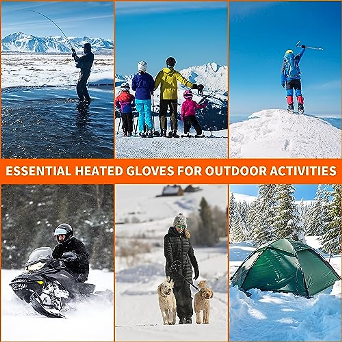 Heated Gloves for Men Women, CARSHAM 6000mAh Rechargeable Battery Heated Motorcycle Gloves, Waterproof & Touchscreen & 3 Temperature Modes, Electric Heating Gloves for Outdoor Sports