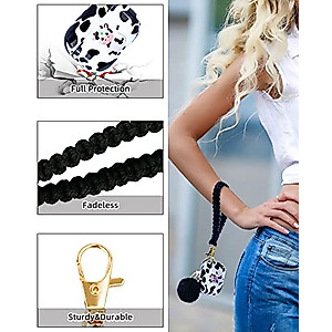 Cute Airpod Pro Case with Lanyard Keychain, ORATYFAN Air Pod Pro Hard Protective Charging Case Cover with Pom Pom Ball and Fadeless Patterns for Women Girls Gift(Cow)