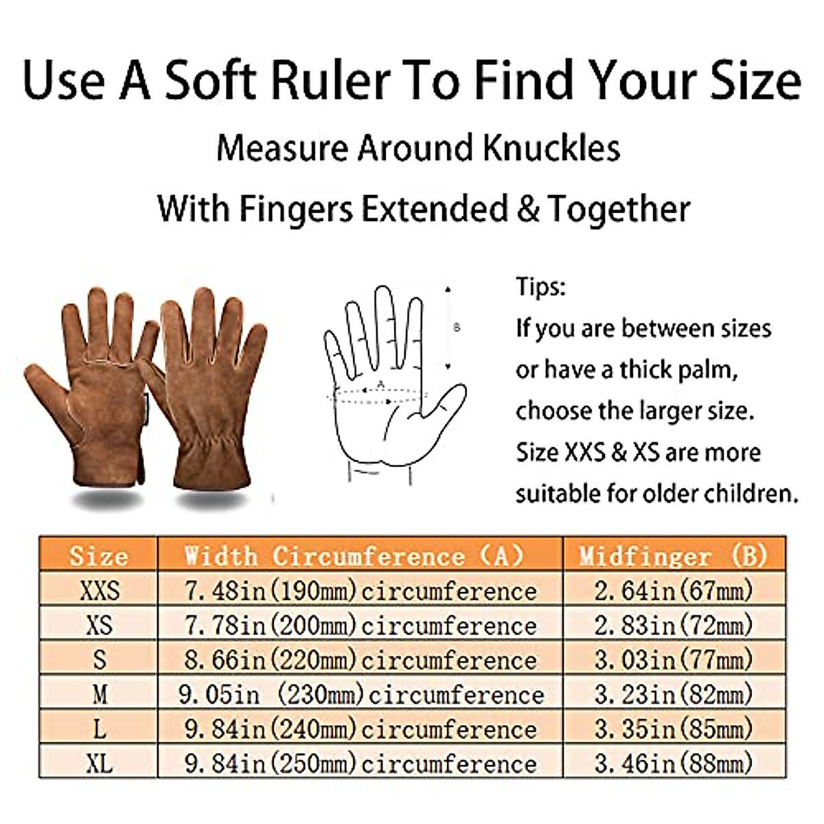 COREGROUND Leather Safety Work Gloves Gardening Carpenter Thorn Proof Truck Driving for Mens and Womens Waterproof heavy duty (Large, Brown)