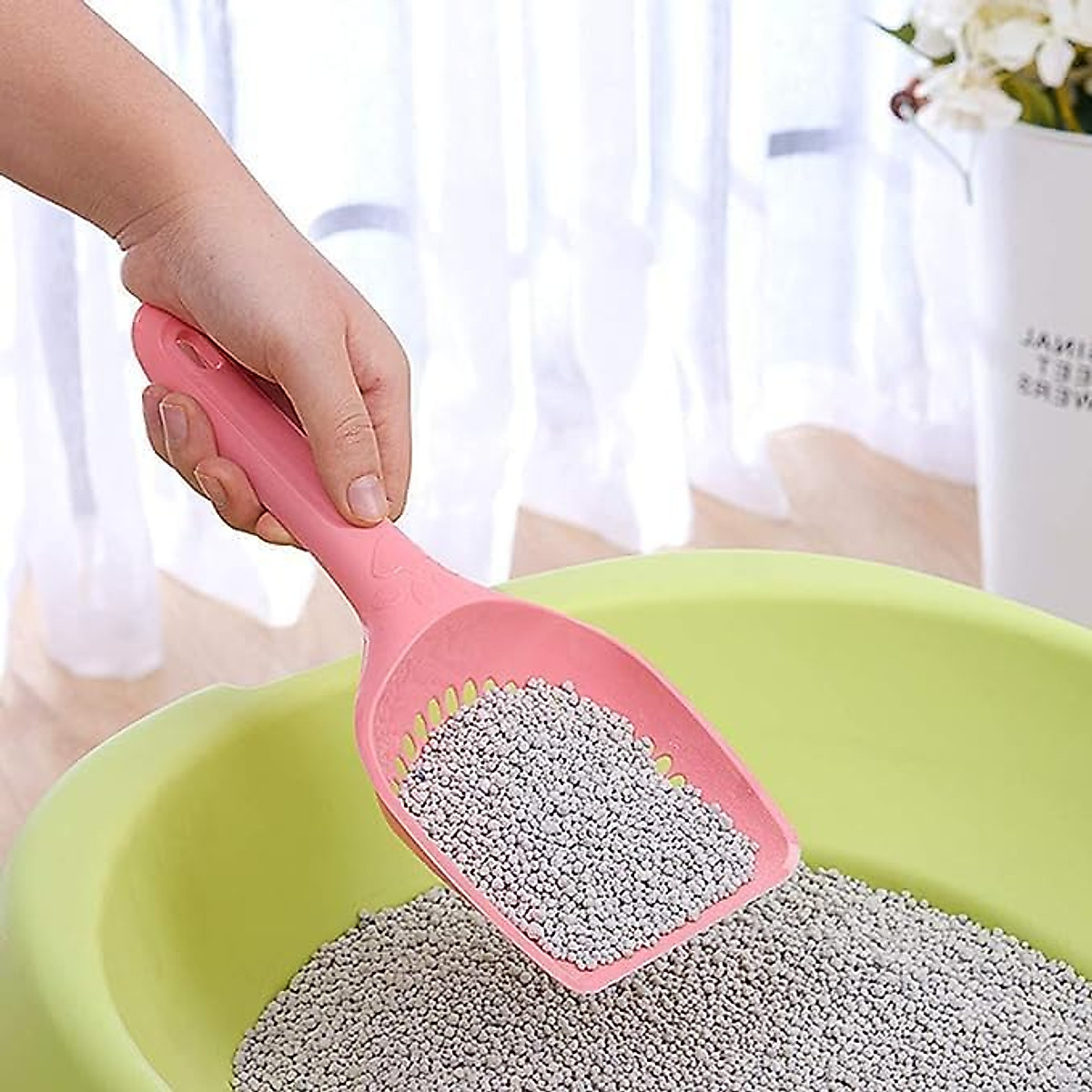 DPWOUM Pink Plastic Cat Litter Scoop Pet Care Sand Waste Scooper Shovel Hollow Cleaning Tool Pet Supplies Easy to Clean Cat Litter Scoops Litter and Housebreaking Pet Supplies