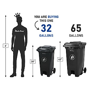 32 Gallon Large Outdoor Trash Can with Lid and Wheels - Outside Plastic Rolling Garbage Can - Rollout Commercial Heavy-Duty Container Barrel, Gray