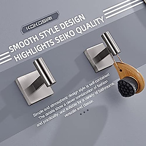 KOKOSIRI Robe Hooks Bathroom Towel Hook 2 Pack Bath Towel Rings Hand Towel Holder Brushed Nickel B1013BR-P2+B3007BR