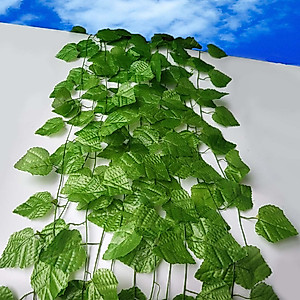 90 Inches-12 Pcs Artificial Grape Leaves Vines, Fake Ivy Leaves Plants Vine, Hanging Wedding Garland, Foliage Flowers Home Kitchen Garden Office Decor, Artificial Plant for Decoration