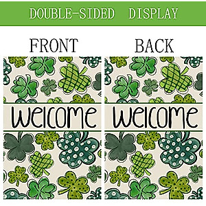 Welcome St Patrick's Day Garden Flag Vertical Double Sided, Spring Shamrock Holiday Yard Outdoor Decoration 12 x 18 Inch