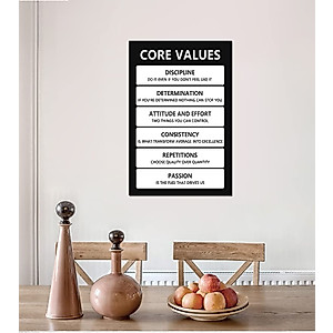 Core Values Quote Motivational Wall Art for Office Inspiration Poster Inspirational Canvas Painting Prints Wall Pictures for Living Room Home Decor Framed Artwork [12''W x 18''H], 12x18 Inch