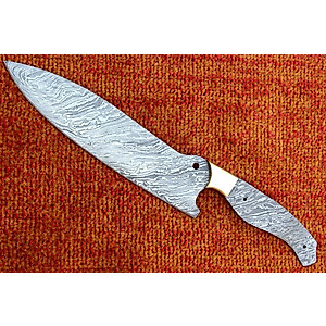 Forged Damascus Steel Chef Knife Blank Blade for Knife Making Diy Professional Kitchen Knives Blanks 12.50" vk5053