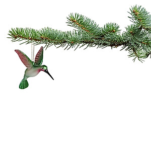 Gallerie II Hummingbird Glitter Glass Holiday Christmas Xmas Ornament Green