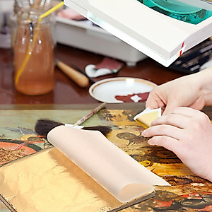 Bememo 100 Sheets Imitation Gold Leaf for Arts, Gilding Crafting, Decoration, 5.5 by 5.5 Inches