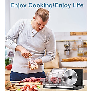 Meat Slicer, Electric Deli Meat Slicer for Home Facelle, 0-18mm Adjustable Thickness Electric Food Slicer Machine with Removable Stainless Steel Blades, Foldable and easy to store