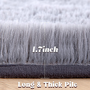 junovo Round Rug 4x4 Feet Fluffy Soft Area Rugs for Kids Girls Room Princess Castle Plush Shaggy Carpet Cute Circle Nursery Rug for Kids Girls Bedroom Baby Room Home Decor Circular Carpet, Grey