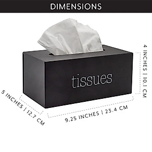 AuldHome Design Rectangular Tissue Box Cover (Black), Modern Farmhouse Style Enamelware Oblong Tissue Cover Holder