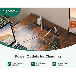 AODK L Shaped Desk with 4 Tier Drawers, 61" Reversible Gaming Desk with Power Outlets, L Shaped Computer Desk with USB Charging Port and Host Stand, Home Office Corner Desk, Easy to Assemble, Vintage