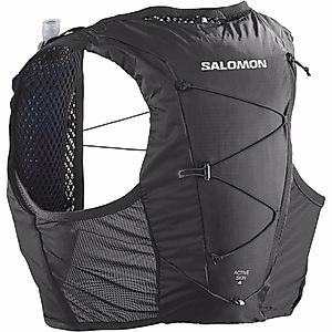 Salomon Active Skin 4 Running Hydration Pack with flasks, Black, M
