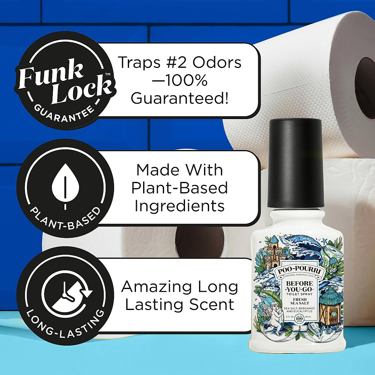 Poo-Pourri Before-You-Go Toilet Spray, Fresh Sea Salt, 4 Fl Oz - Sea Salt, Bergamot and Eucalyptus