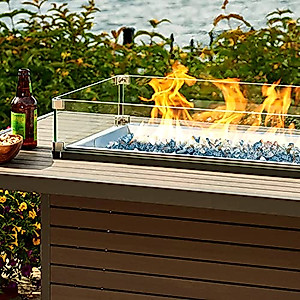 onlyfire 10 pounds Fire Glass for Propane Fire Pit and Gas Fireplace, 1/2-Inch Reflective Firepit Glass Rocks for Fire Pit Table and Fire Bowl, Aqua Blue