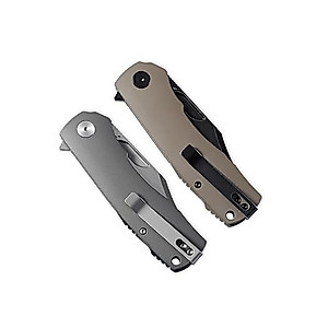 Petrified fish PFP03 Victor,3.58" K110 Satin Blade,140g Micarta Handel Flipper Liner lock Folding knife (Blue Satin)