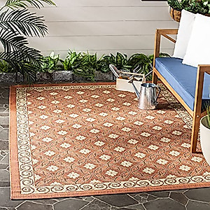 SAFAVIEH Courtyard Collection 4' x 5'7" Terracotta / Cream CY7810 Indoor/ Outdoor Waterproof Easy-Cleaning Patio Backyard Mudroom Accent-Rug