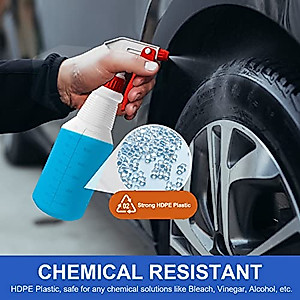 Bealee Spray Bottles (4 Pack, 24 Oz) Refillable Empty Plastic Water Spraying Bottle for Cleaning Solutions, Hair Spray, Car Detail, Watering Plants, Heavy Duty Mist Stream Sprayer with Measurement