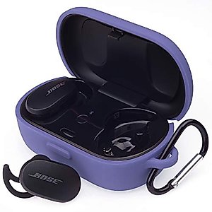 Silicone Case for Bose QuietComfort Earbuds Case (Not Fit for Bose Sport Earbuds) Bose QuietComfort Noise Cancelling Case Cover Anti-Fall Earphone Case with Carabiner (Lavender Gray)
