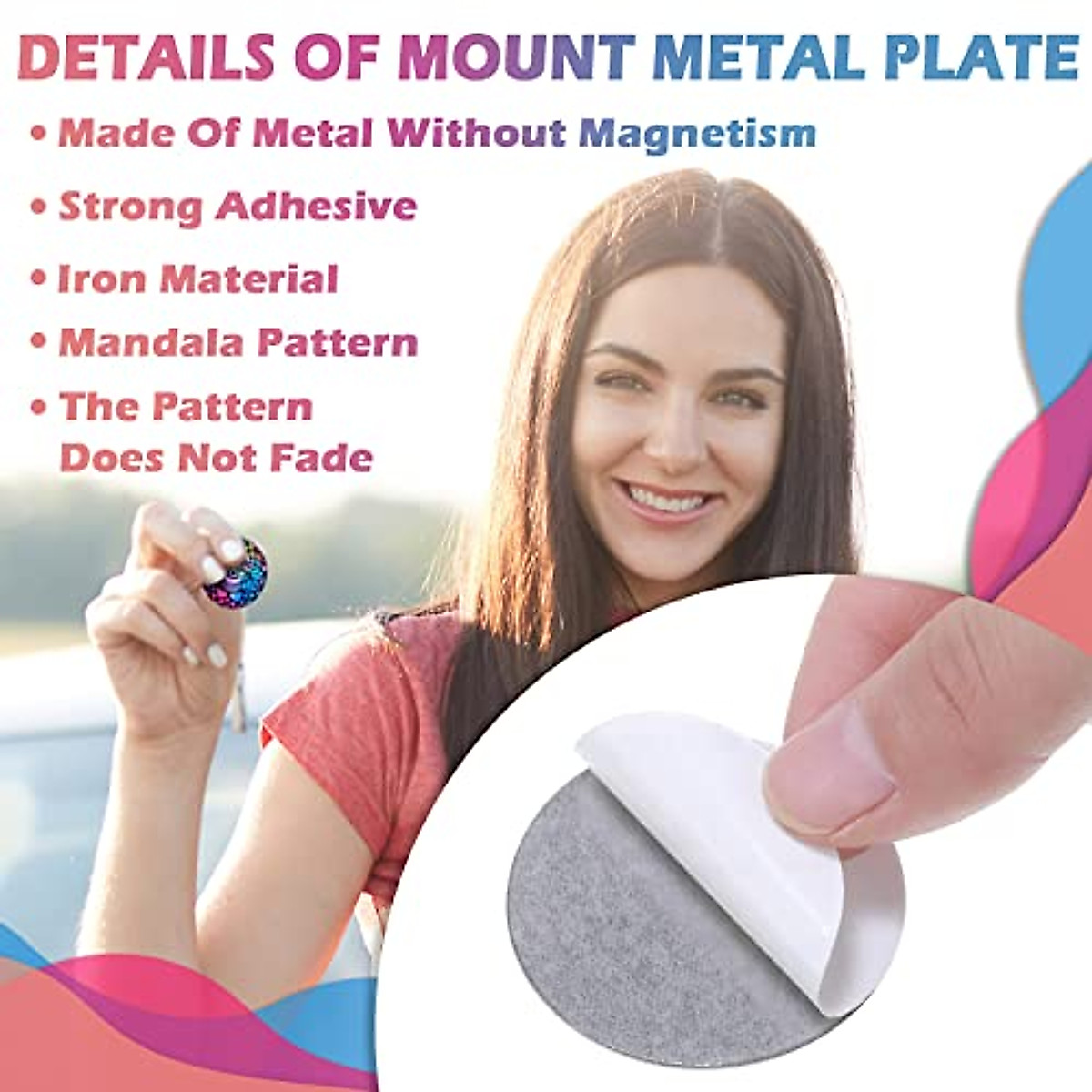 18 Pieces Phone Round Magnet Mount Metal Plate Sticker for Phone Magnet ...