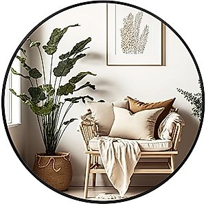 Fabuday Black Circle Mirror for Wall 20 inch - Round Mirror for Bathroom, Entryway, Living Room, Hallway, Bedroom Decor, Matte Frame Mirror