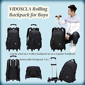 Elementary Trolley Backpack Senior High School Rolling Carry-on Luggage BookBag with Wheels for Teens