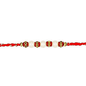 Traditional White Pearl Rakhi for Brother Multicolor Beautiful & Designer Thread Raksha Bandhan Rakhi for Loving Brother Bhai RURAKH0040