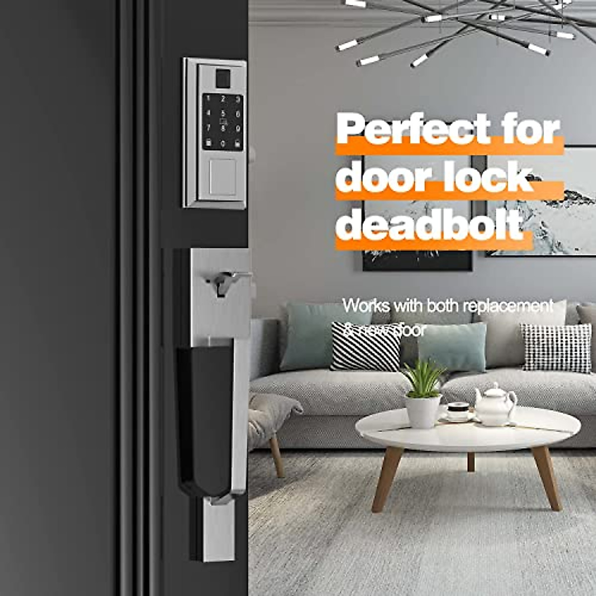 YYTDZSW Front Door Handle No Lock, Front Entry Door Handleset, Exterior Door Handle with Reversible Lever, Fit Left & Right Handed Doors, Satin Nickel