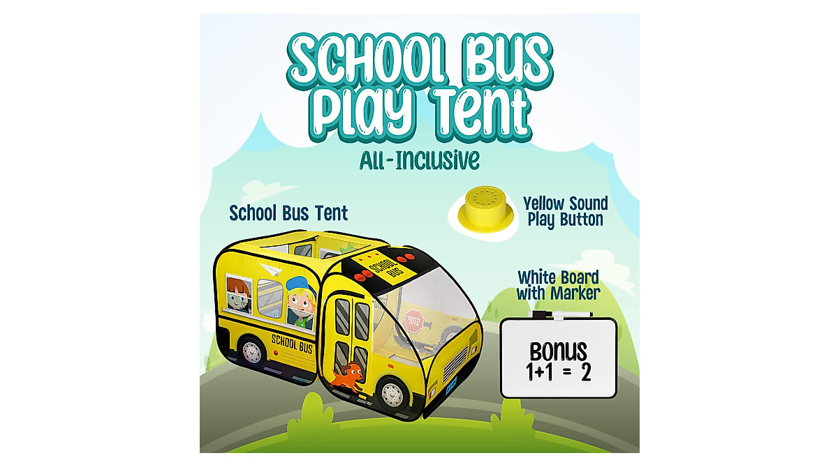 Kiddzery School Bus Tent - Fun Indoor & Outdoor Play