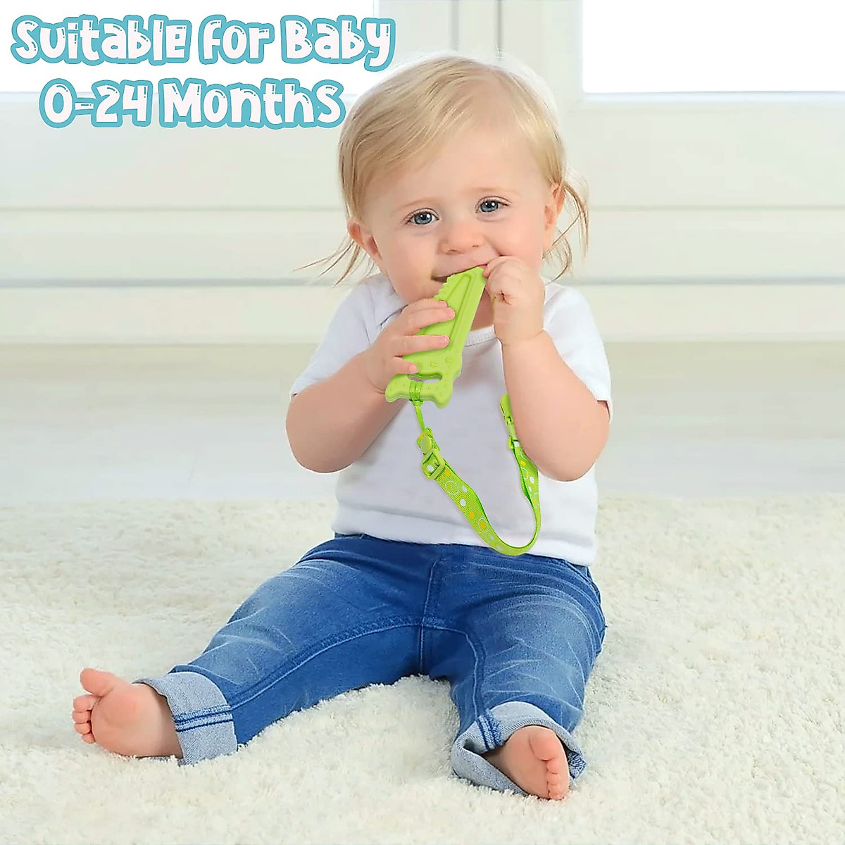4Pcs Teething Toys for Babies, Soothe Babies Sore Gums BPA Free Silicone Teething Chew Toys with Pacifier Clip Infants Molar Teether Baby Shower Keepsake Gifts for 0-6 Months 6-12 Months
